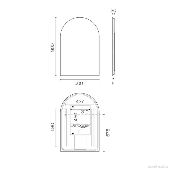 PLUMBLINE GALAXY 600MM ARCH BACKLIT LED MIRROR | Bathrooms Online
