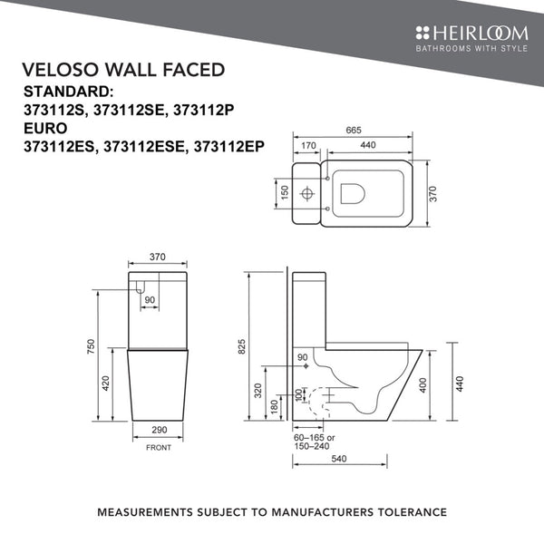 HEIRLOOM VELOSO BTW EURO TOILET SUITE | Bathrooms Online