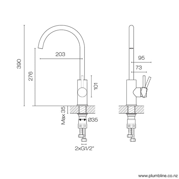 SWISS KITCHEN MIXER - BRUSHED STAINLESS | Bathrooms Online