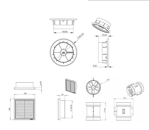 WEISS INLINE FAN WITH LED LIGHT - FV160– Bathrooms Online