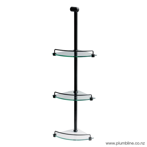 PLUMBLINE GLASS 3 TIER SHOWER CADDY | Bathrooms Online